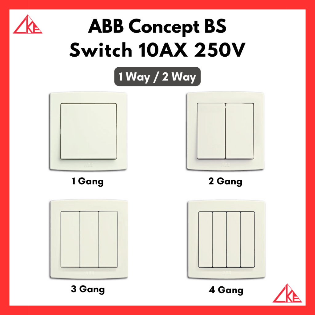 ABB Concept BS - Switch 10AX 250V【1 Gang/2 Gang/3 Gang/4 Gang】 and 【1 ... ABB Concept BS - Switch 10AX 250V【1 Gang/2 Gang/3 Gang/4 Gang】 and 【1 ...