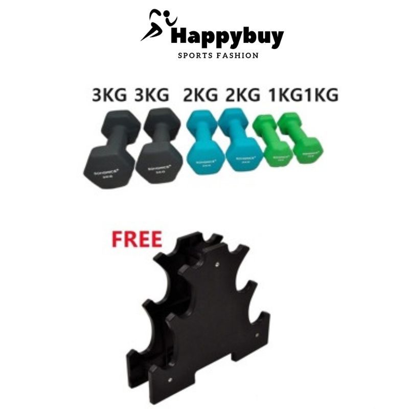 SG Stock Colored Neoprene Coated Dumbbell Set with FREE Stand | Shopee ...