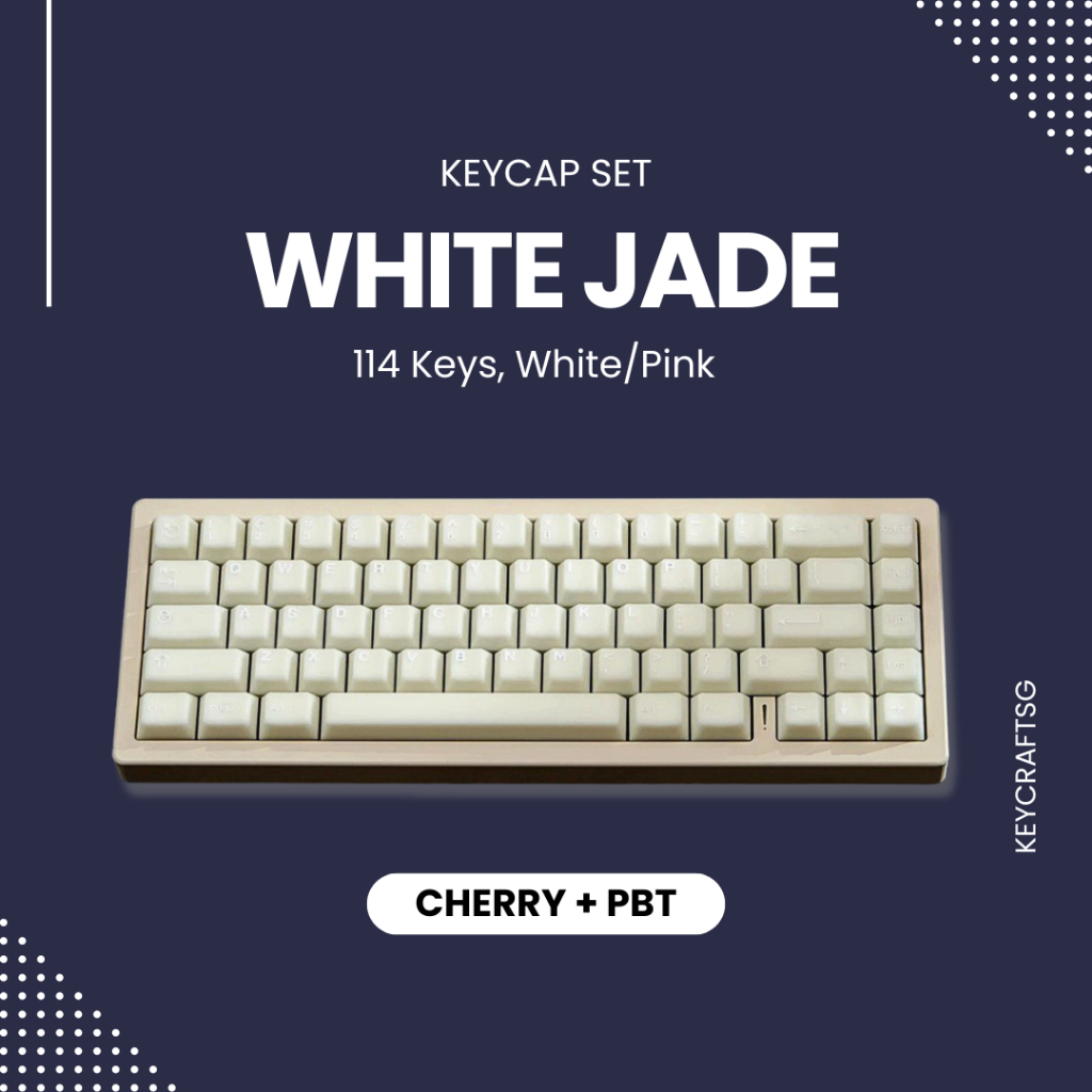 🇸🇬 White Jade Translucent Keycaps Cherry Profile PBT Double-shot Pink ...