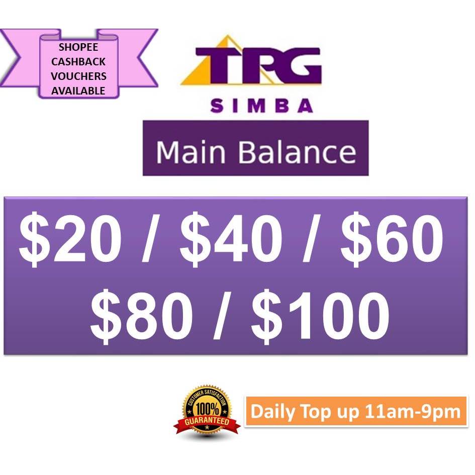 SIMBA / TPG Main Wallet Recharge | $20 / $40 / $60 / $80 / $100 ...