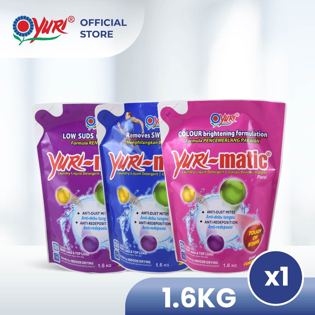 Yuri-matic Laundry Liquid Detergent Refill 1.6Kg | Shopee Singapore
