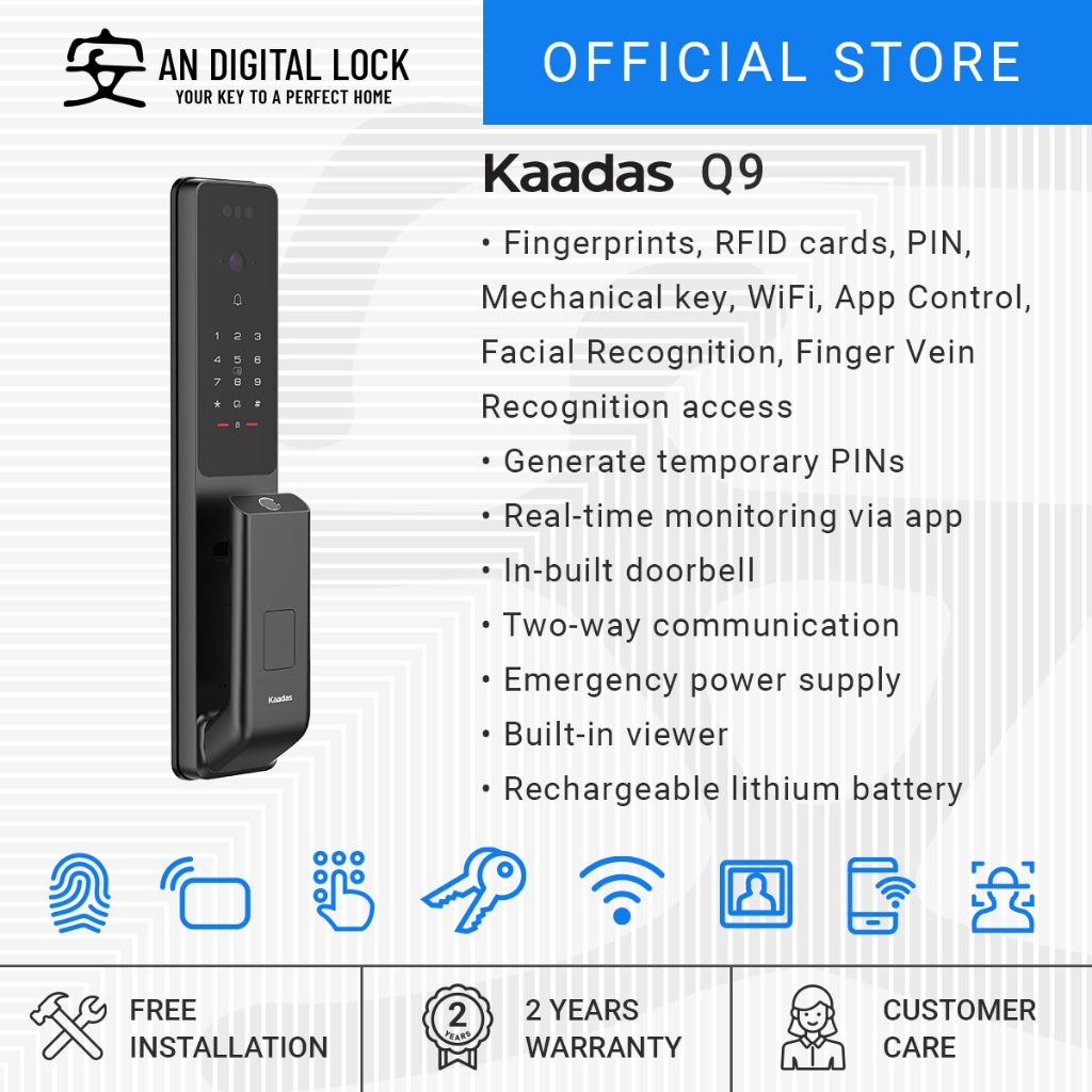 Kaadas Q9 Digital Door Lock | AN Digital Lock | Shopee Singapore