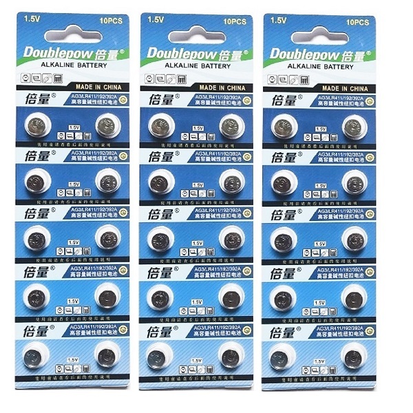 [SG] Doublepow AG3 SR41SW LR41 392 Alkaline Button Battery (30 Pieces ...