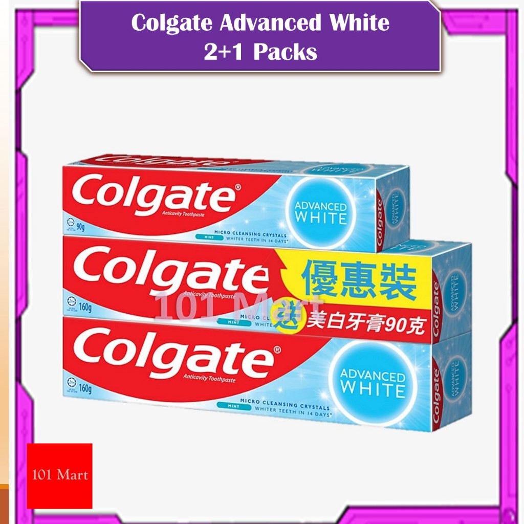 Colgate Advanced White Toothpaste (Value Pack), 2x160g + 90g | Shopee ...