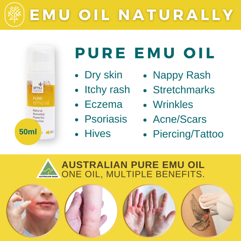 Emu Tracks Pure Emu Oil AUS -50/100/250ml. Relieve Eczema, Dry Itchy ...