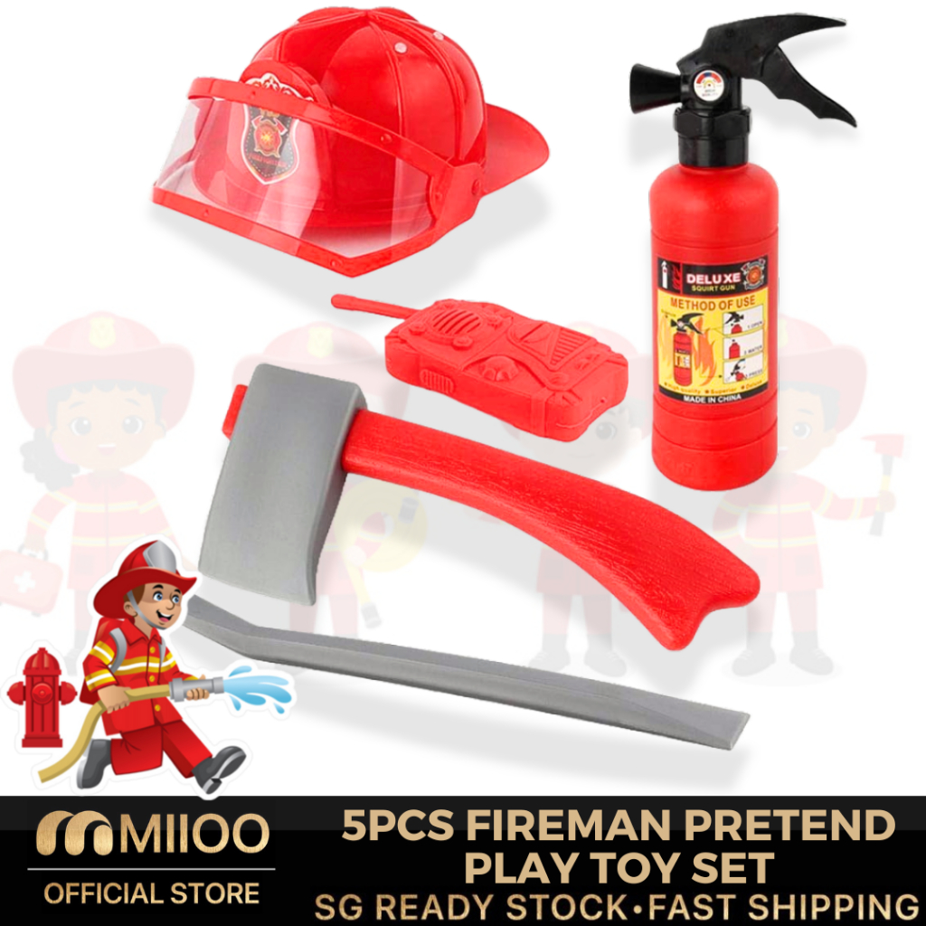 5 Pieces Fireman Tools Occupation Firefighter Pretend Play Toys Set ...