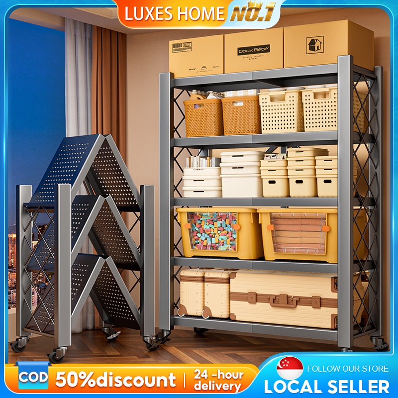 Foldable Installation Free Storage Rack Kitchen Storage Rack With ...