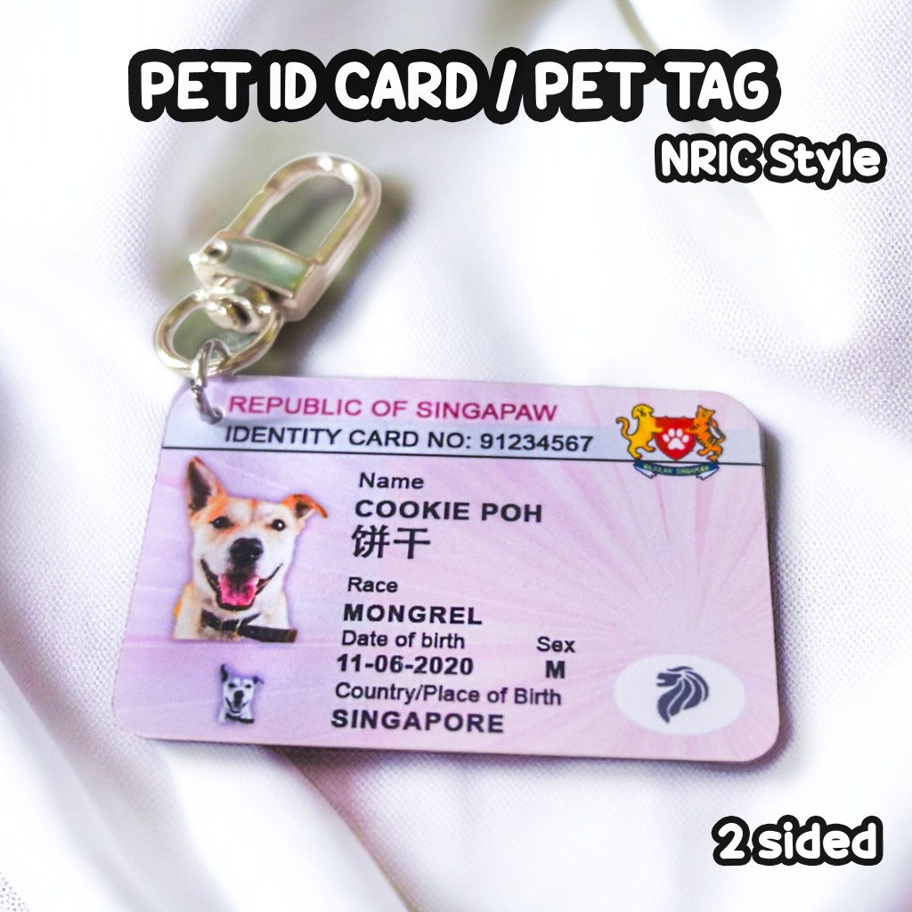 Customised - 2 SIDED PRINTING - Pet NRIC Pet Tag card | Custom Name Pet ...