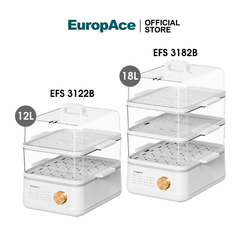 EuropAce 12/18L Food Steamer | EFS3122B EFS3182B | Vertical design ...