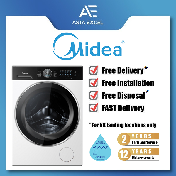 MIDEA MF210W105WB 10.5KG INVERTER SMART CONTROL FRONT LOAD WASHING ...