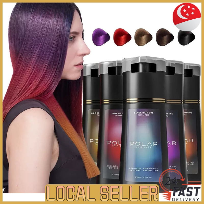 [SG In Stock]200ml Polar Hair Dye Shampoo Quick Coloring Hair Dye Long ...