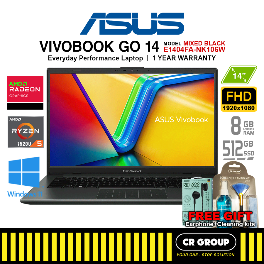 ASUS Vivobook Go 14 E1404FA-NK106W - Ryzen 5 7520U - AMD Radeon ...
