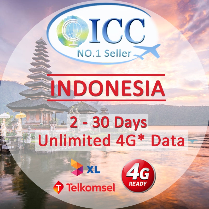 ICC_Indonesia XL/Telkomsel 2-30 Days 4GLTE + Unlimited data SIM Card ...