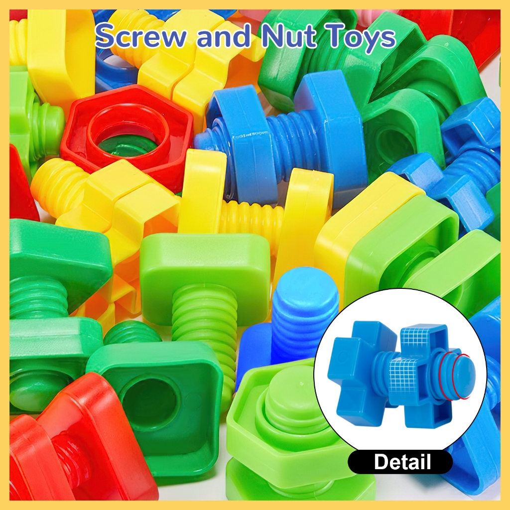 SG Jumbo Screw Building Blocks Montessori Educational Toy with Bolts ...