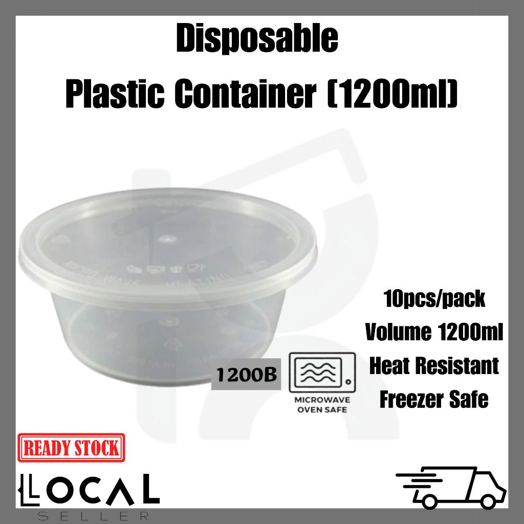 [SG Ready Stock] 1200ml Round Disposable Plastic Container | Big Round ...