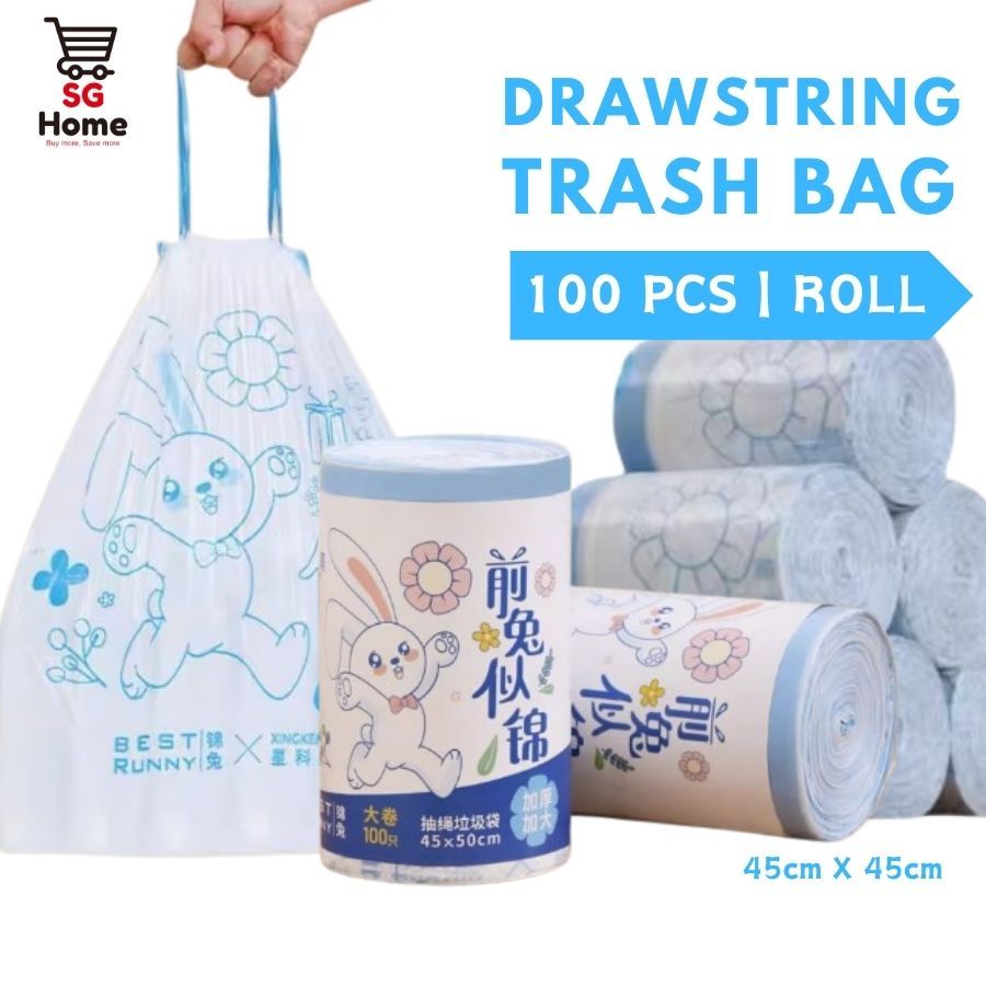 Drawstring Trash Bag Garbage Bag Water Leak-Proof Rubbish Bag Plastic ...