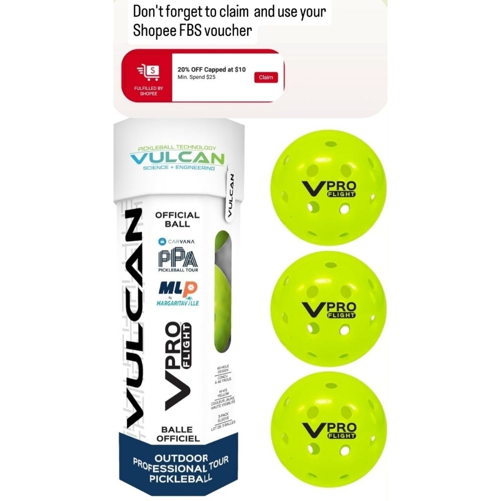 Vulcan | VPRO Flight Outdoor Pickleball ,Official Ball of The PPA Tour ...