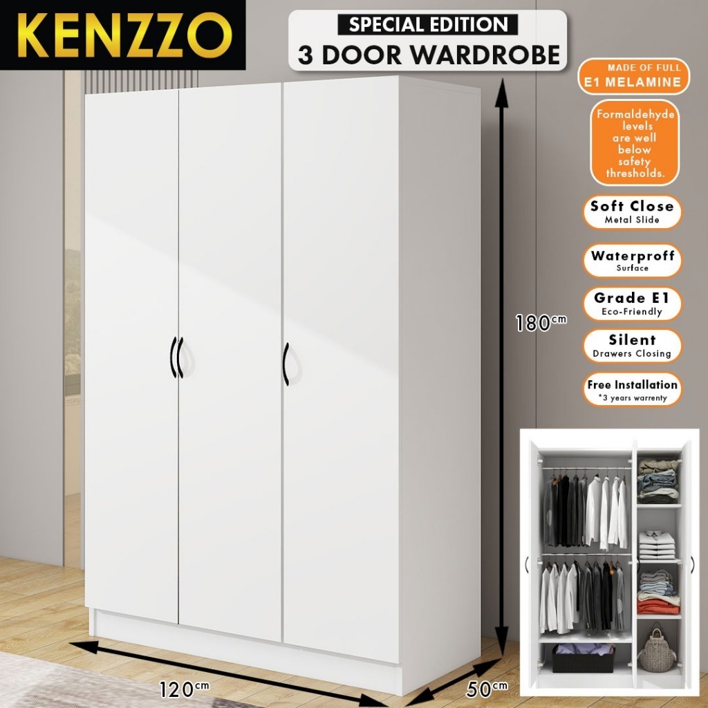 Free installation ! Kenzzo :E1 Grade premium grade 3 door wardrobe /2 ...