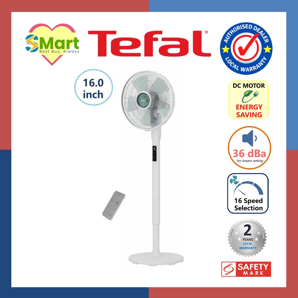 Tefal 16" Turbo Extreme Silence DC Motor Stand Fan [VF5890] | Shopee ...