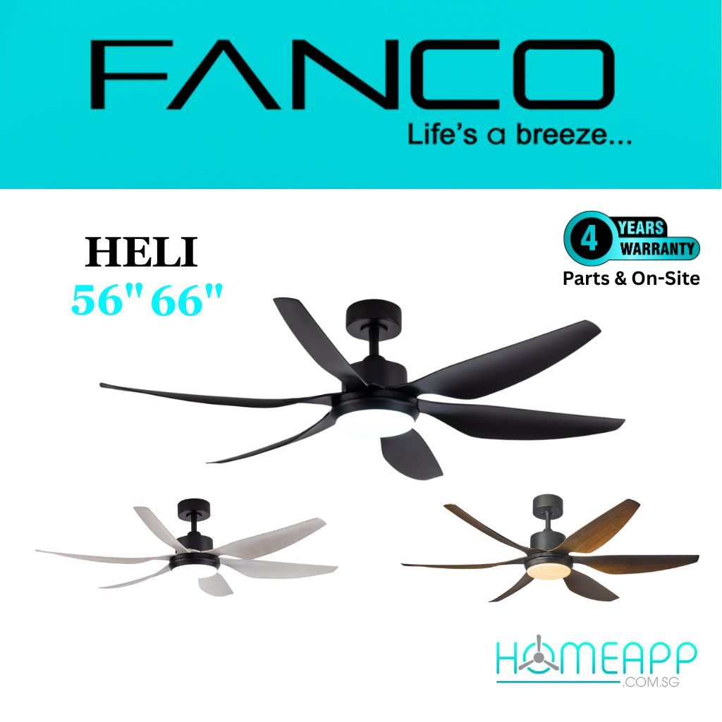 FANCO ceiling fan HELI 56" 66" DC motor 3 Tone LED 24w remote control ...