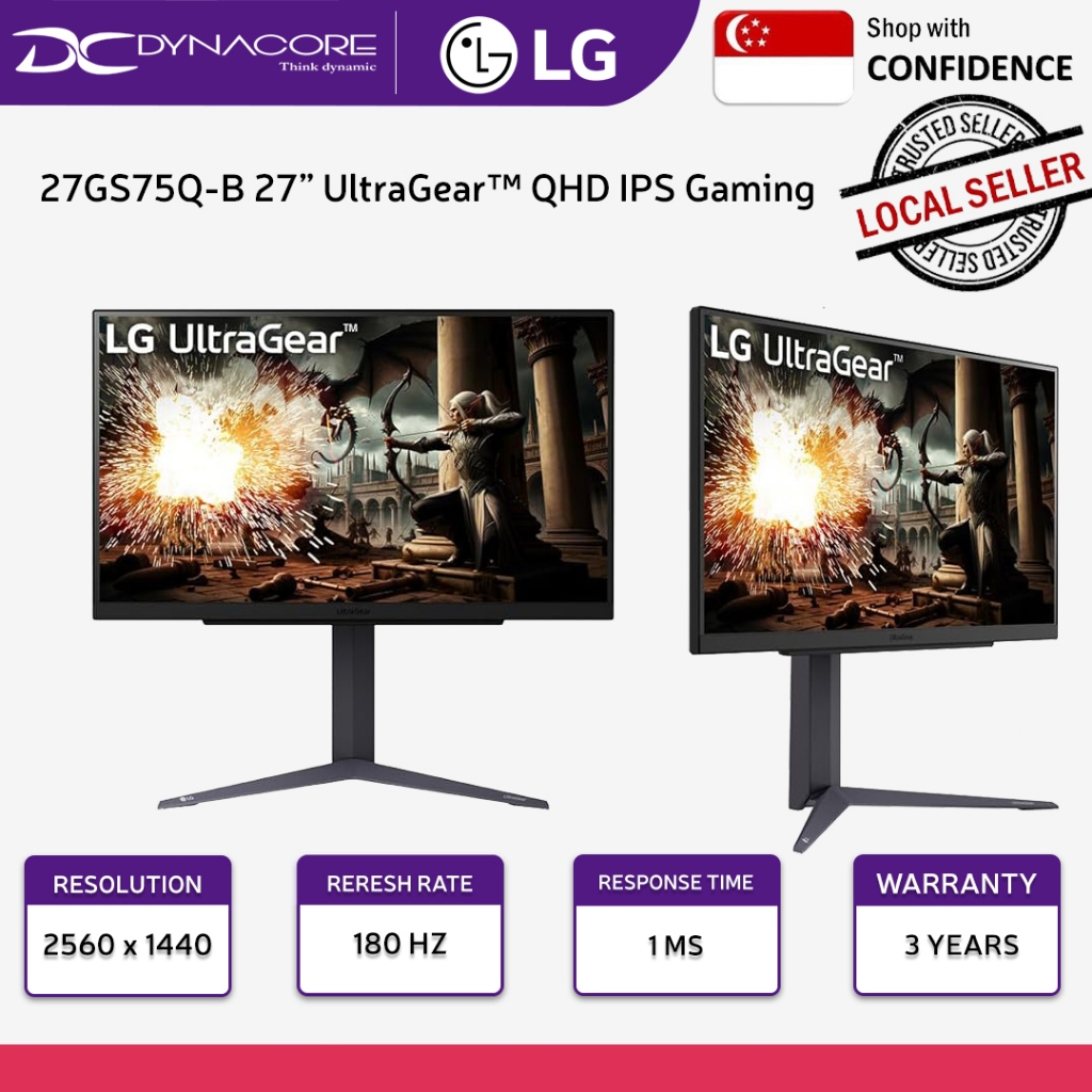 LG 27GS75Q-B 27” UltraGear™ QHD IPS 200Hz gaming monitor | 1ms (GtG ...