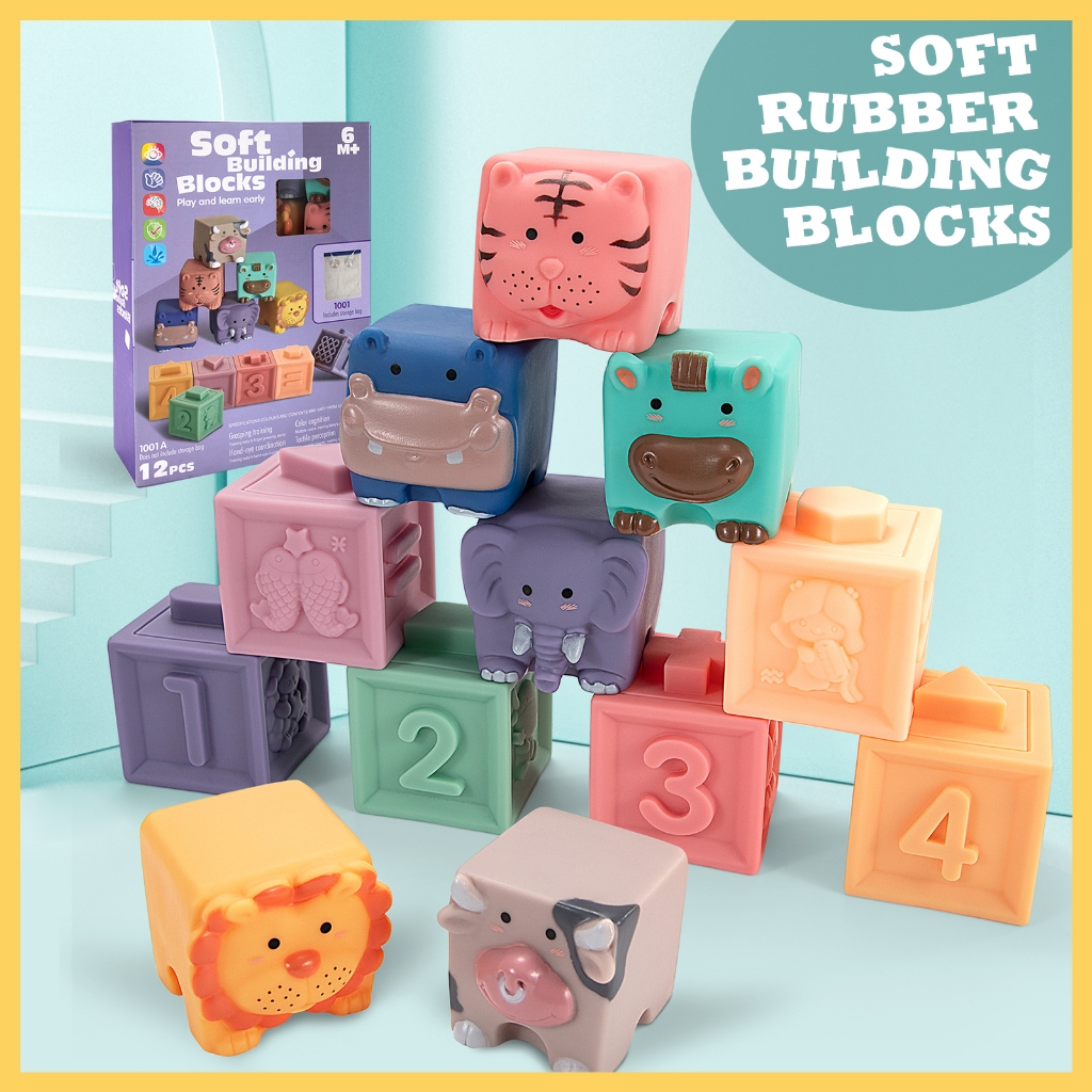 SG Soft Silicone Building Blocks Toy for Babies Toddlers Early Learning ...