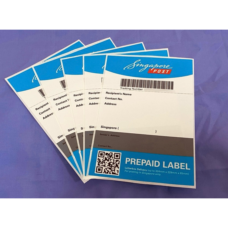 jayce.koh Singpost Cheapest Tracked Letterbox Prepaid Label [Set of 5 ...