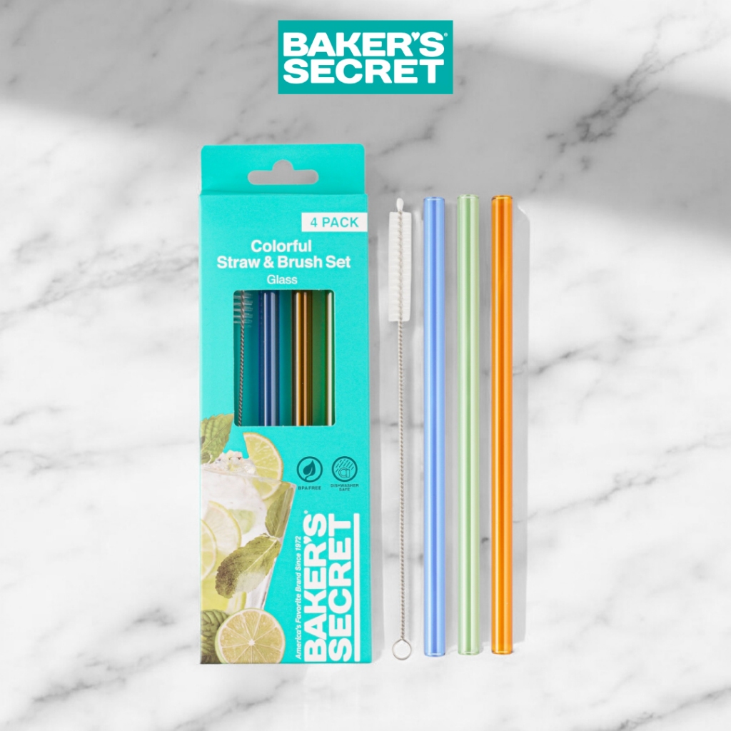 Table Matters - Baker's Secret 4pcs Colorful Glass Straw Set [Straw ...
