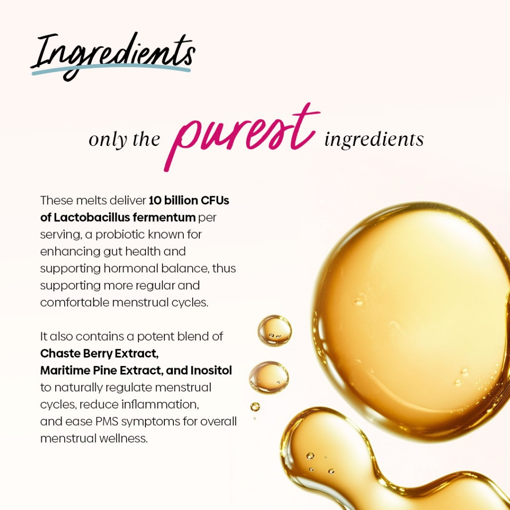 Purest Co Cycle Harmony Pre+Probiotic Melts (Menstrual Health and ...