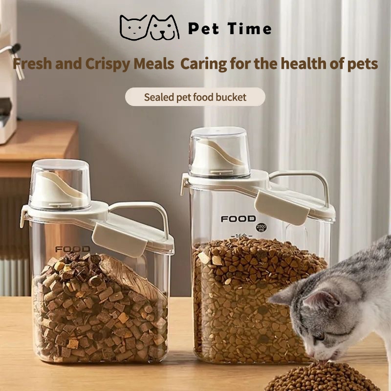 （Pet Time）Cat food storage bucket Dog food sealed bucket Moisture resistant grain storage bucket ...