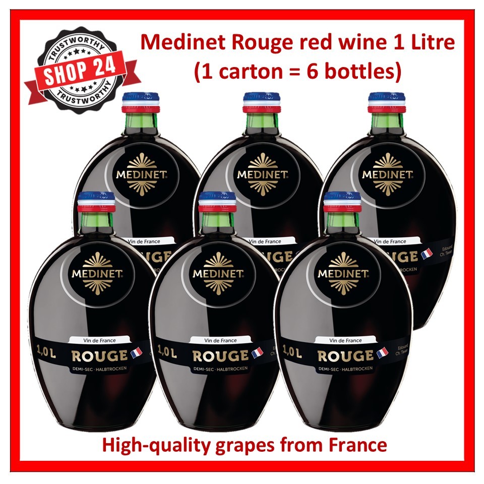Shop24 Medinet Rouge Red wine from France 1000ml(6 Bottles) Good ...