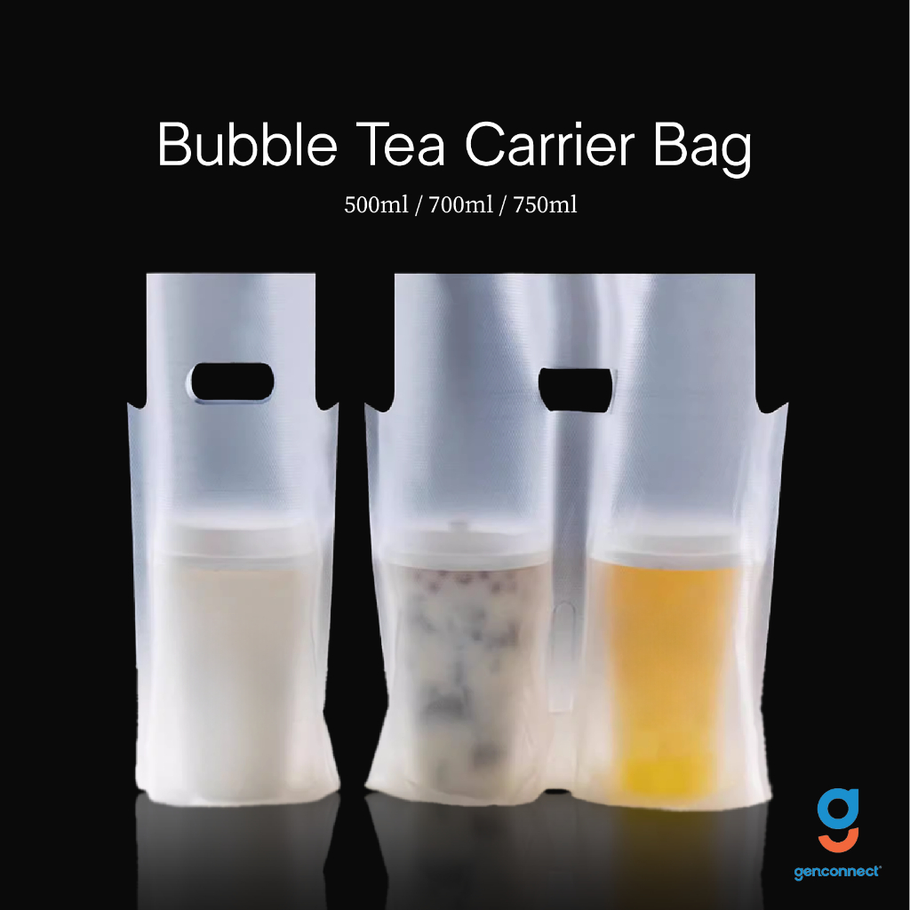 Bubble Tea Cup Carrier Plastic Bag Double Single PET cup Clear bubble ...