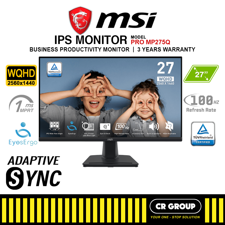 MSI PRO MP275Q 27-inch WQHD 100Hz IPS Monitor (3Yrs MSI Warranty ...