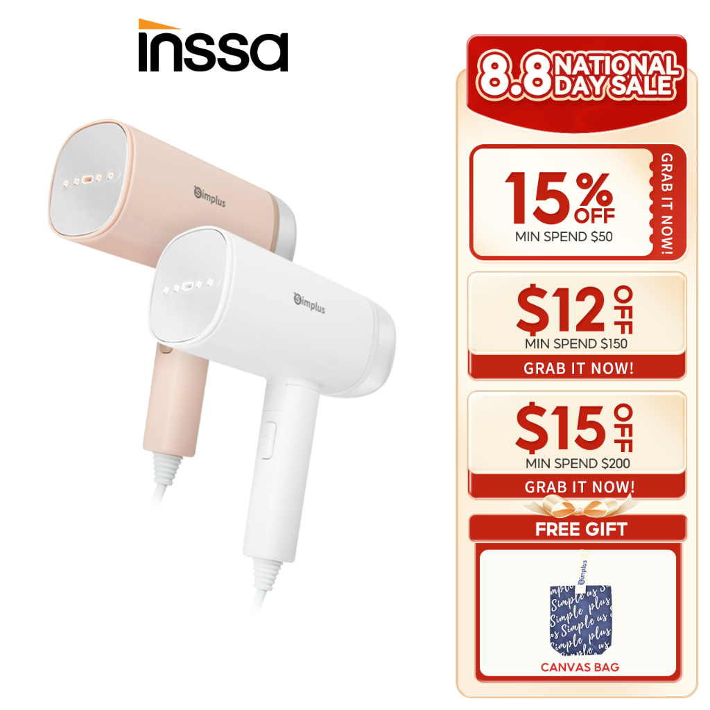 Inssa 1200W Handheld Garment Steamer Iron Steam Portable Ironing ...