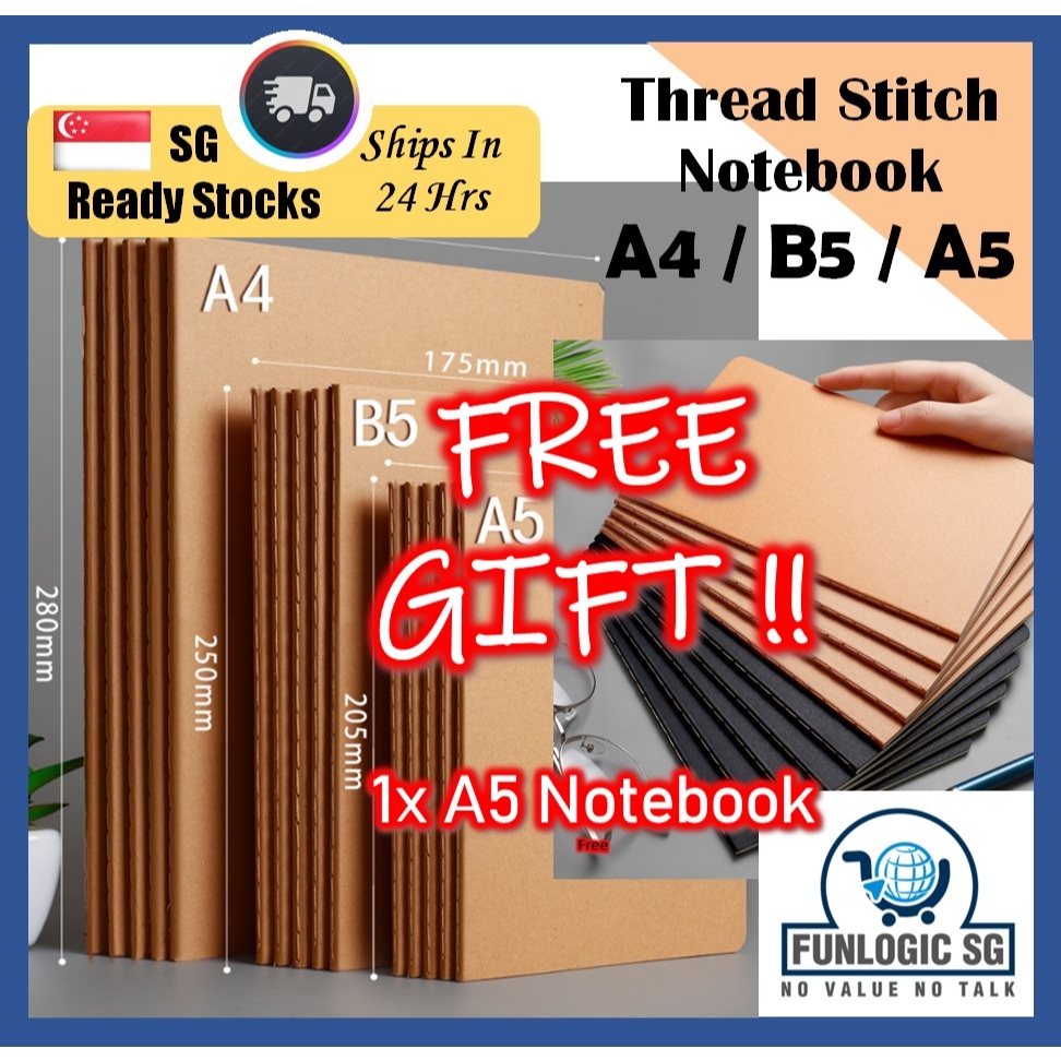 [SG Ready Stocks] Thread Stitch Notebook / Exercise Book / Journal - A4 ...