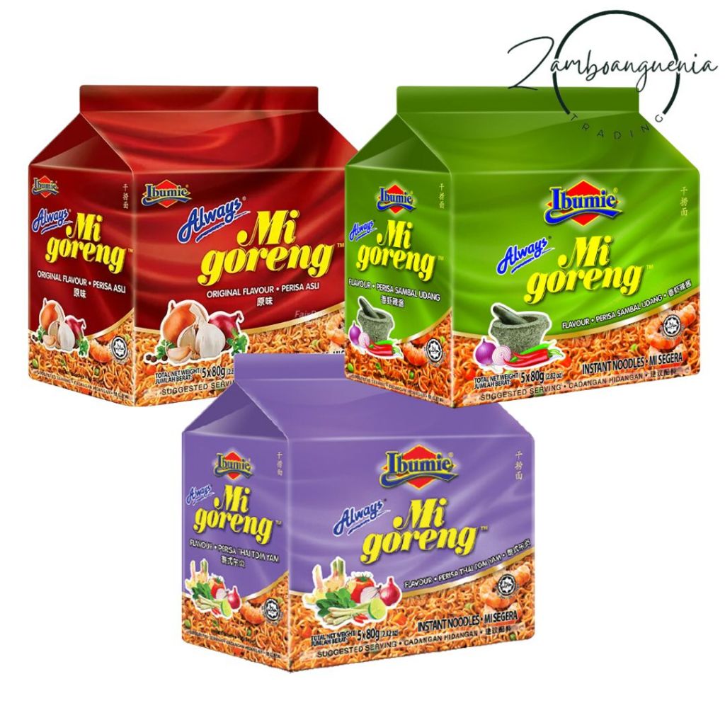 IBUMIE Mi Goreng (Original | Sambal Udang | Thai Tom Yam) (80g x 5pcs ...