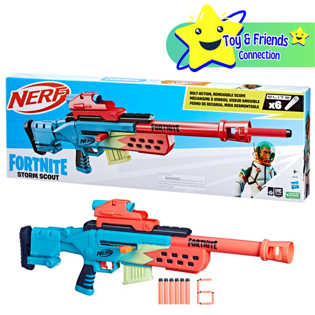 Nerf Fortnite Storm Scout Blaster, Nerf Scope, 6-Dart Clip, 6 Elite ...
