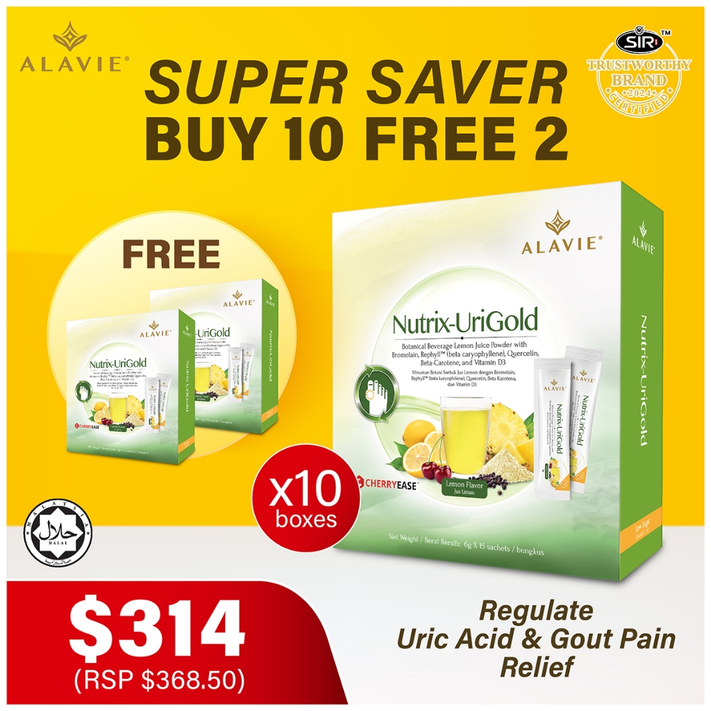 BUY 10 FREE 2 Alavie Nutrix-UriGold 15s (12boxes) *尿酸，痛风, Gout, Uric ...