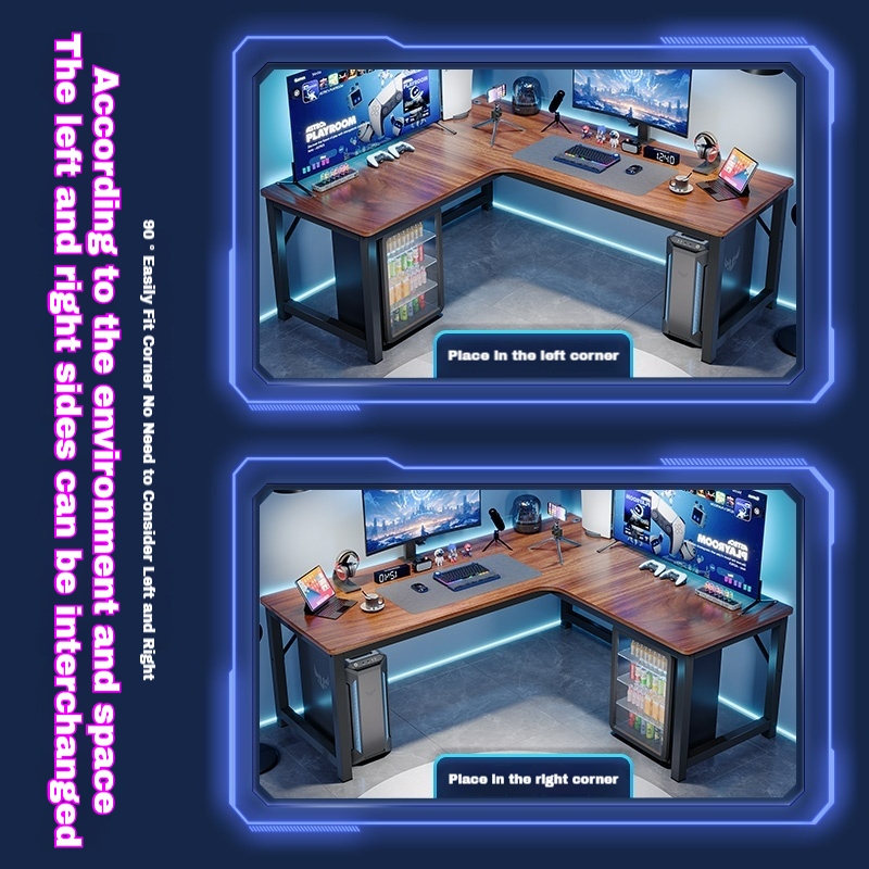 [ SG ]Corner L Shape Computer Table Carbon Fibre Office Table Study ...