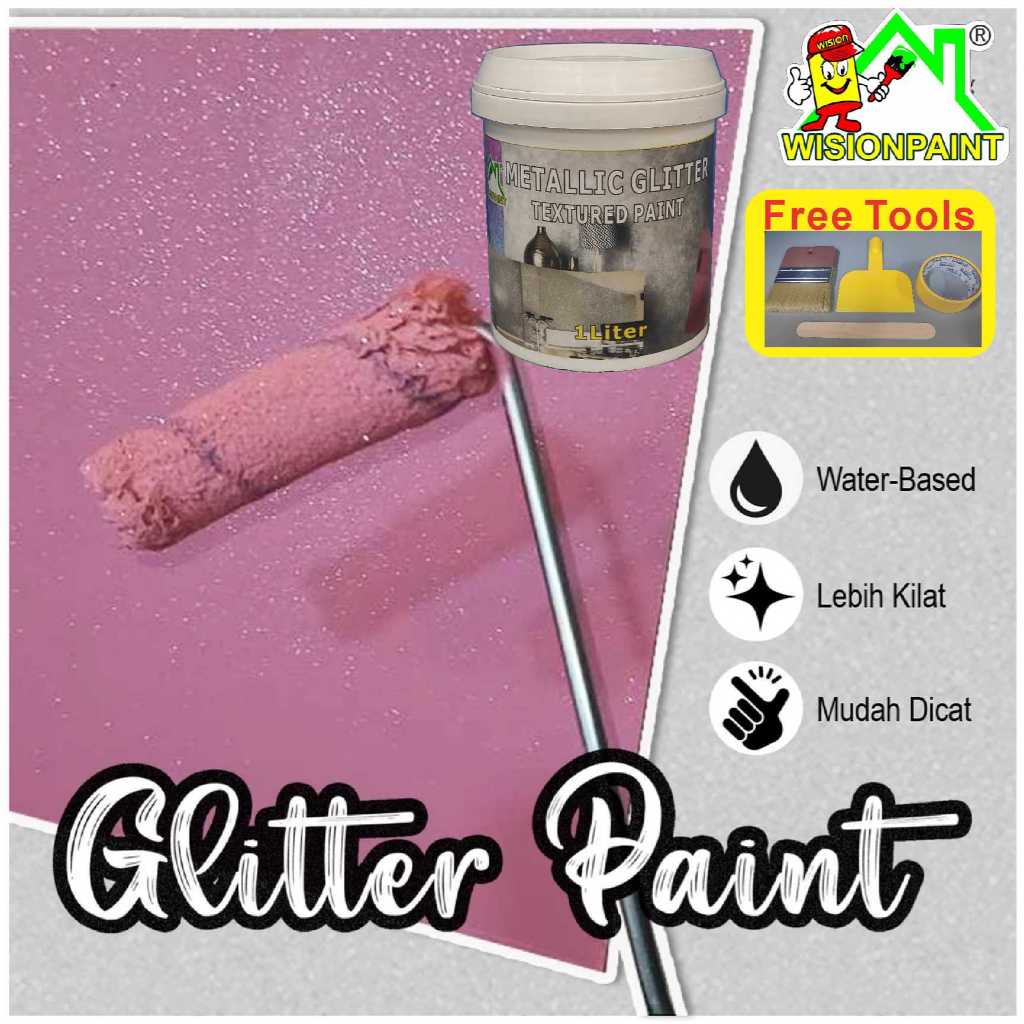 1L METALLIC GLITTER TEXTURED PAINT ( FREE TOOLS ) Glitter Paint for ...