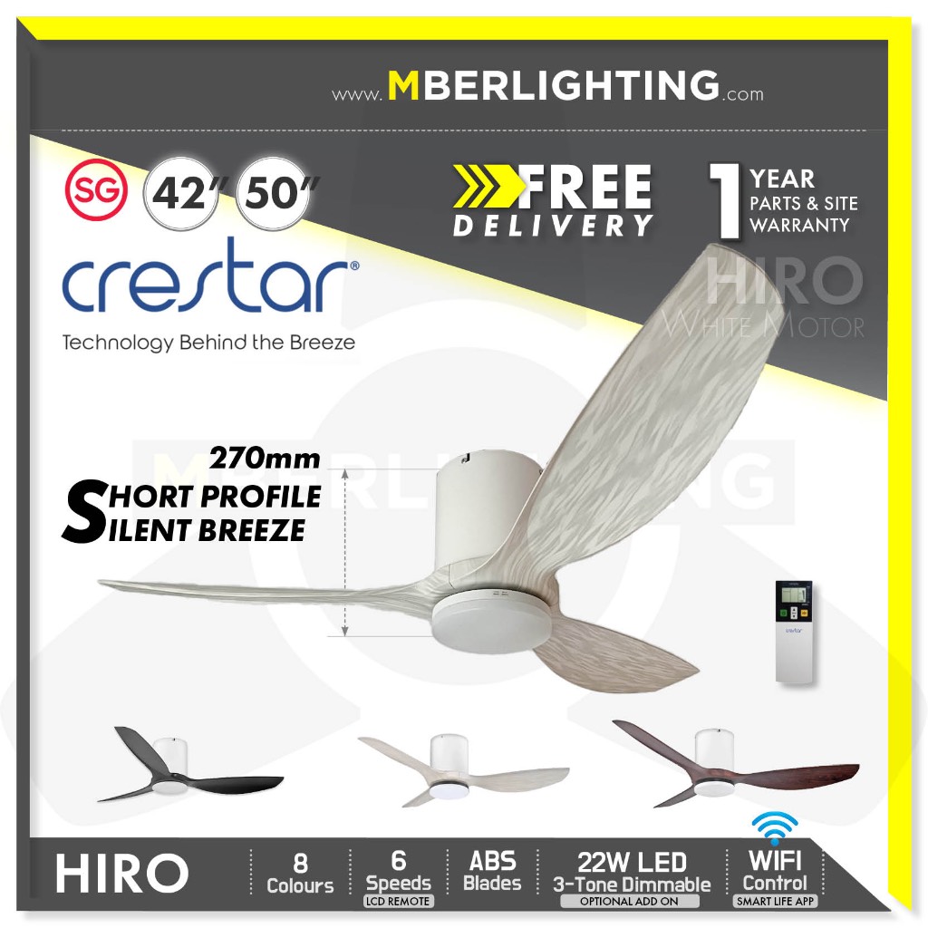 [New stock in] CRESTAR Hiro 42/50" Smart Wi-Fi Ceiling Fan with ...
