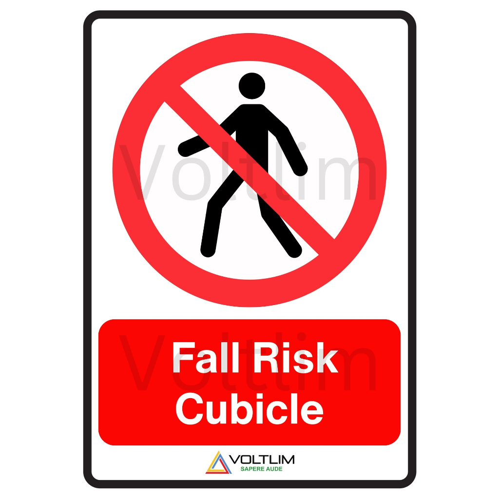 Risk Fall Cubicle Prohibition Sign Label Sticker (various sizes ...