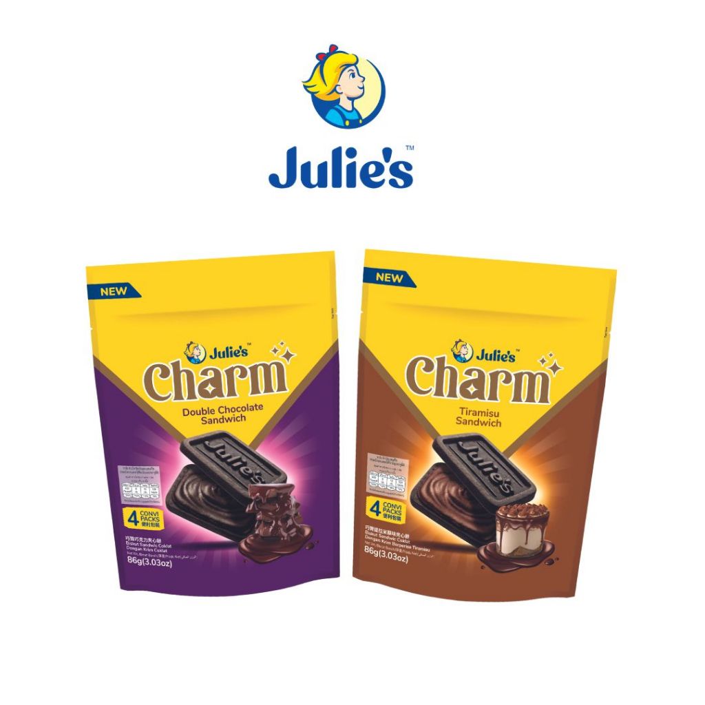 Julie's Charm Double Chocolate / Tiramisu Sandwich 86g Halal Sandwich ...