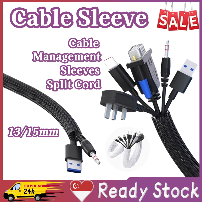 SG-Stock Cable Management Sleeves Split Cord Protector Protective ...