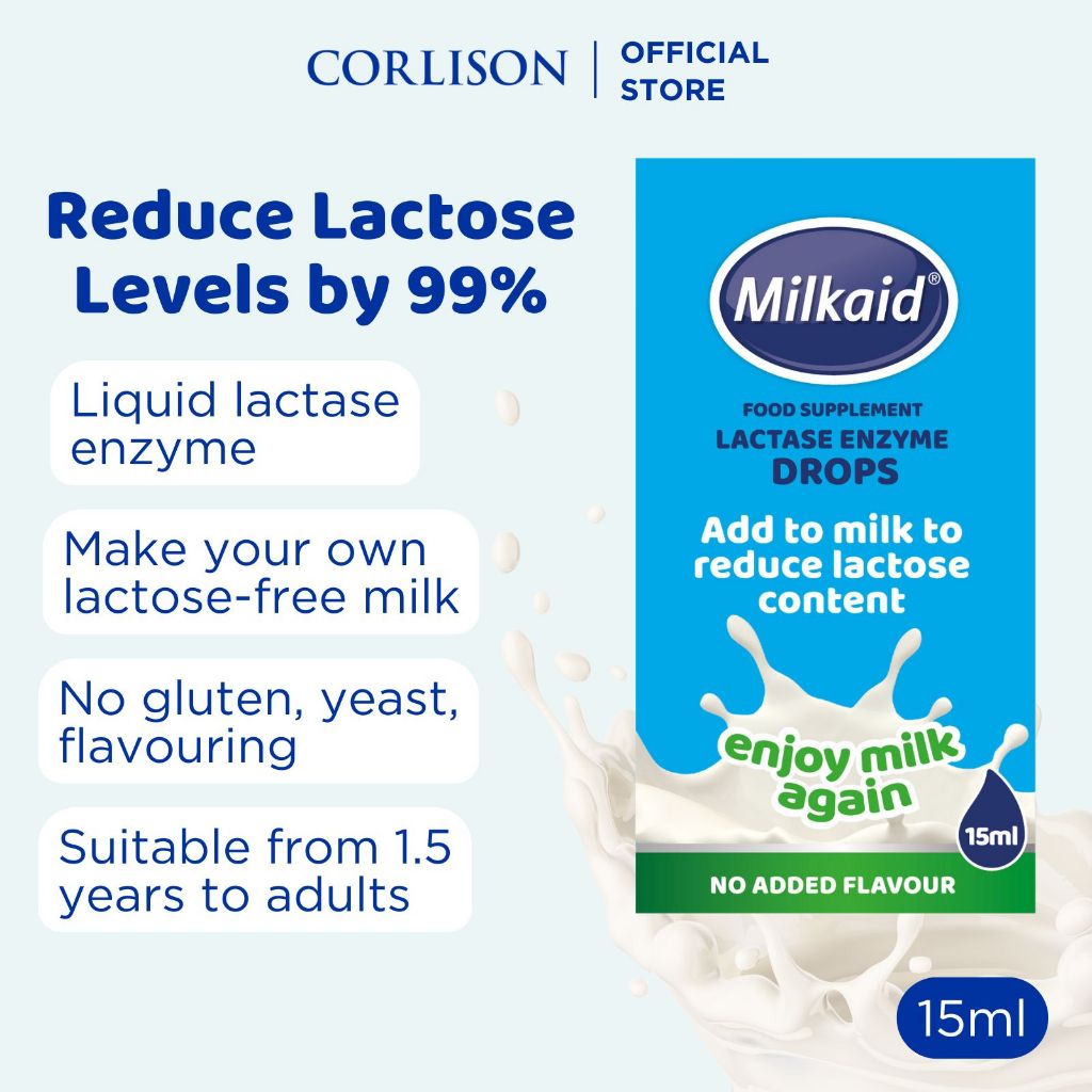 Milkaid Lactase Enzyme Drops 15ml – Make Your Own Lactose Free Milk ...