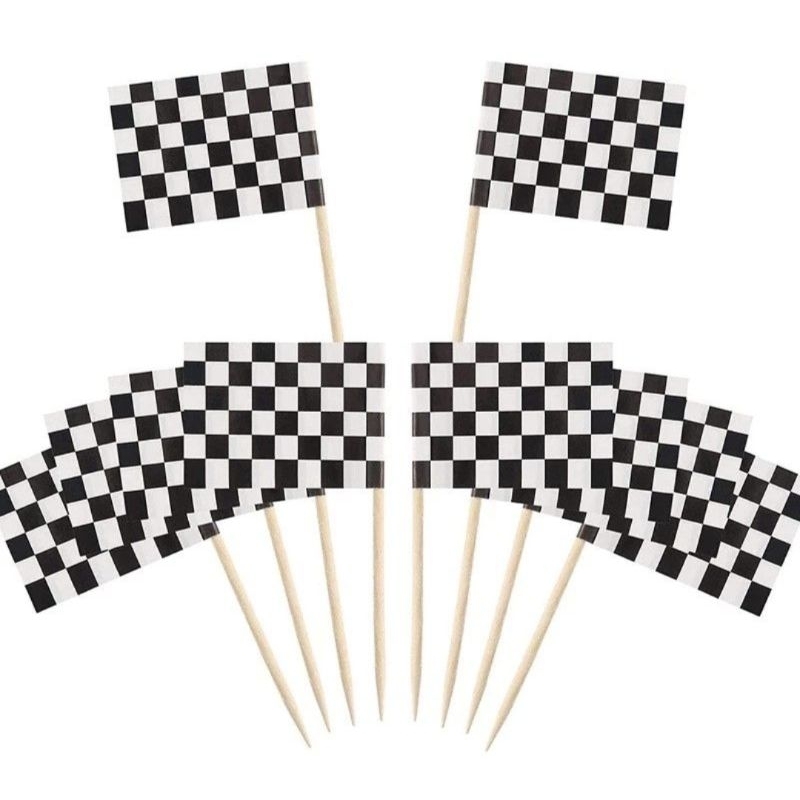 F1 race car flag off cake topper party cake topper food toothpicks ...