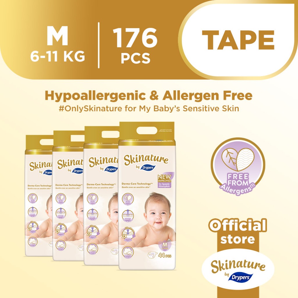 Skinature by Drypers Tape Baby Diaper M (6-11kg) 44sx4 - Carton ...