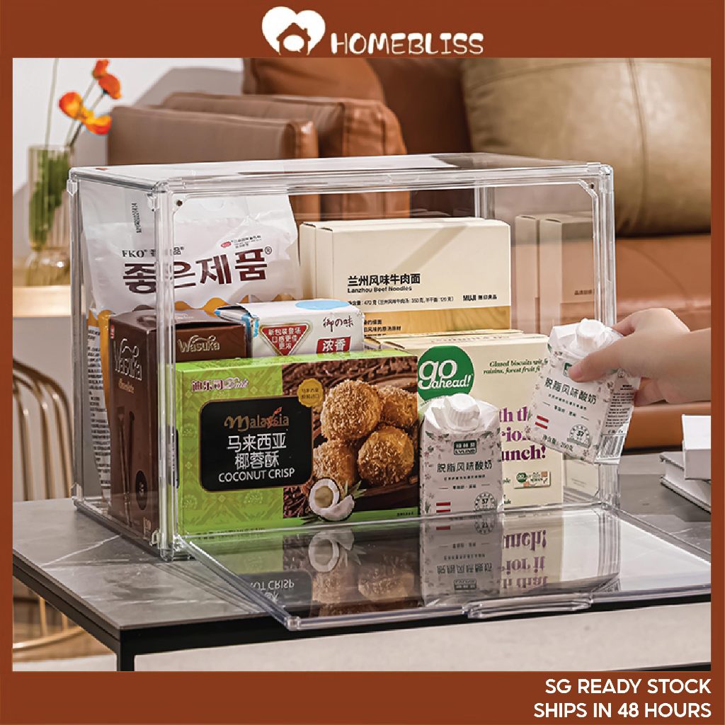 Snack Organizer Kitchen Pantry Storage Box Transparent Organiser Rack ...