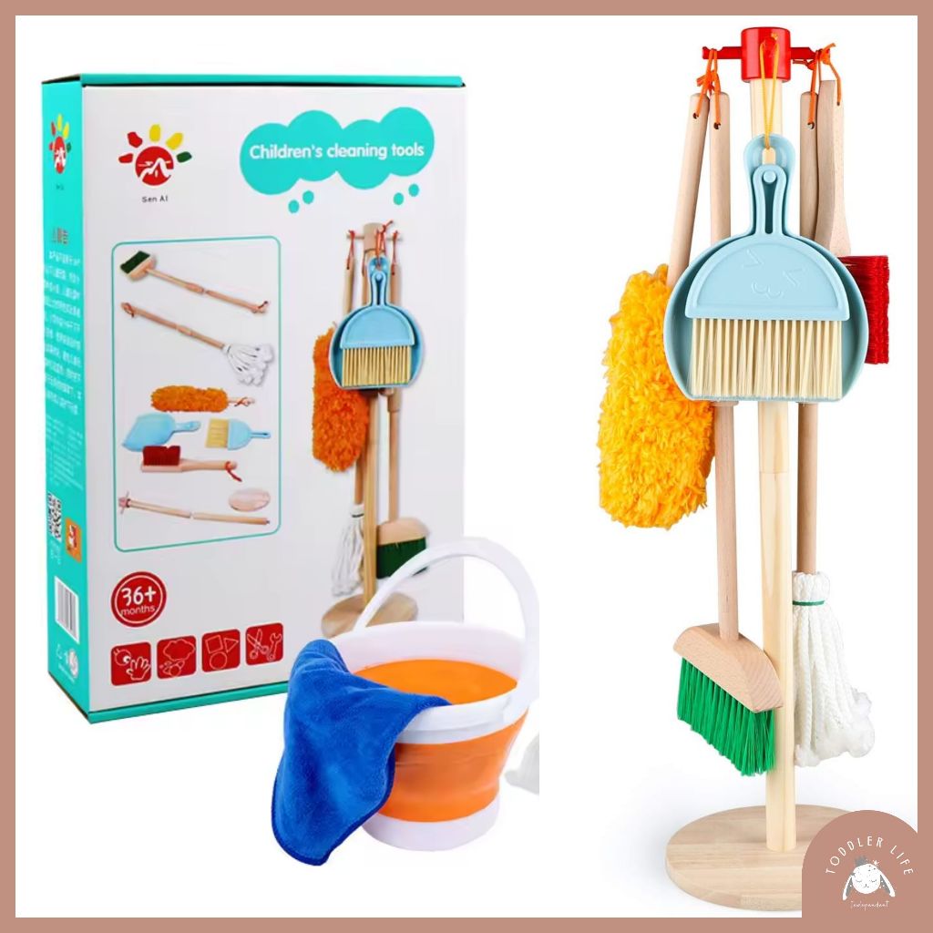 [SG SELLER] Sweep Mop Broom Duster Dustpan Children Pretend Play Toy ...