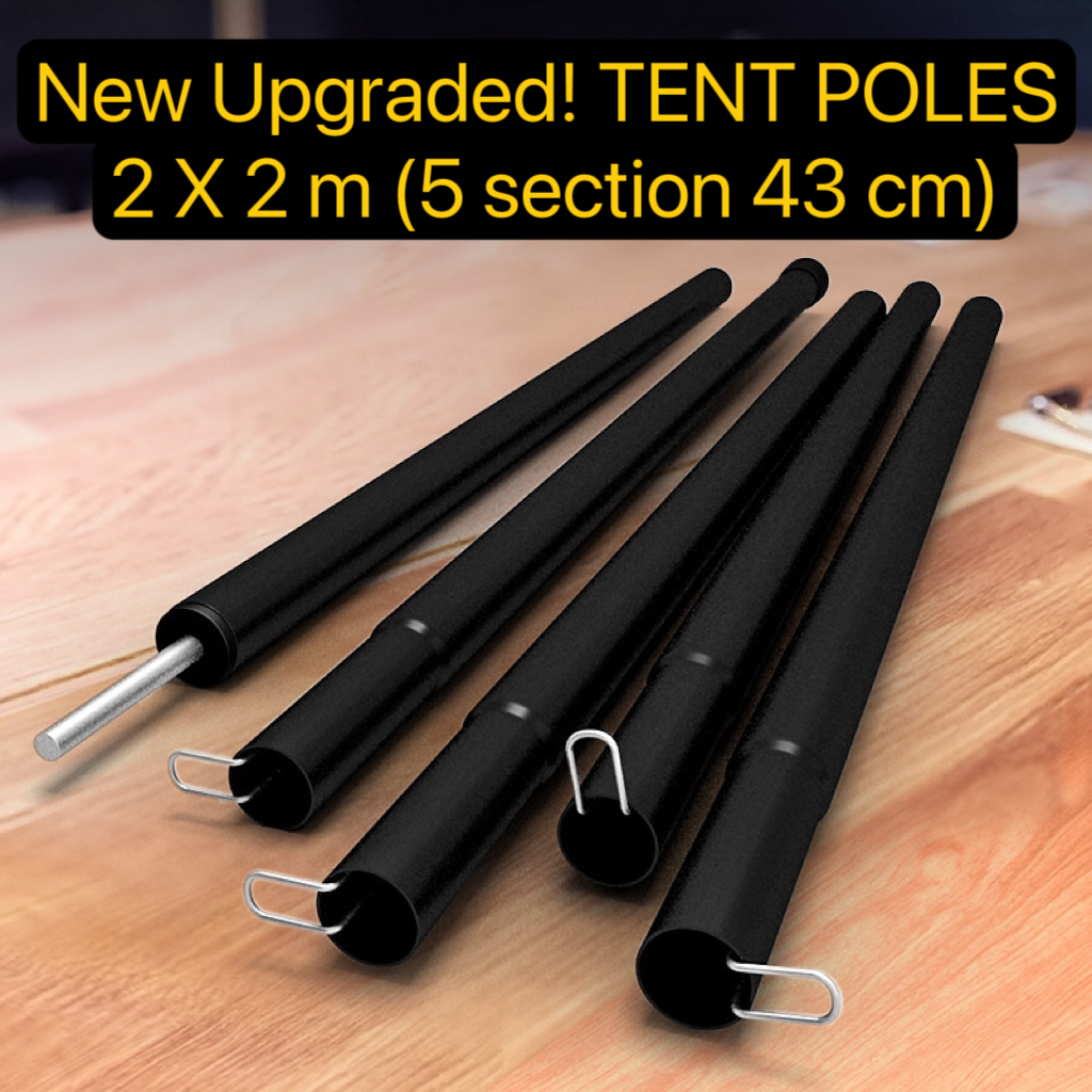 [SG ] New! 2PCS Compact Tent Pole Set (43cm packed) 2m Support Pole ...
